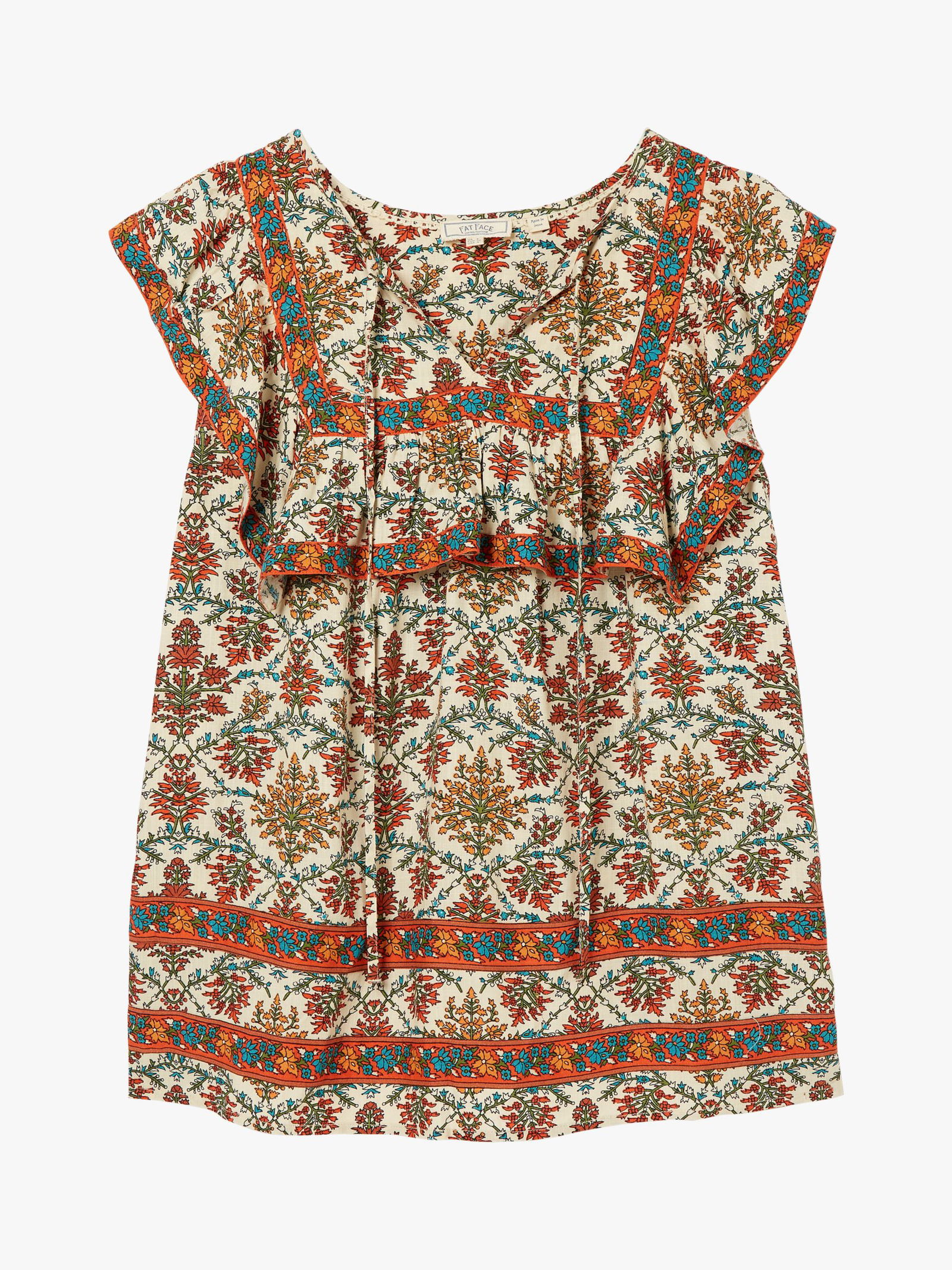 FATFACE Helen Floral Boheme Top in Orange/Multi | Endource