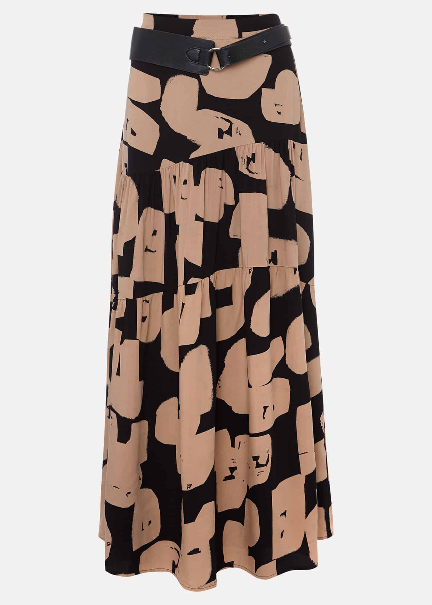 PHASE EIGHT Luana Geo Midi Skirt in Black/Camel | endource