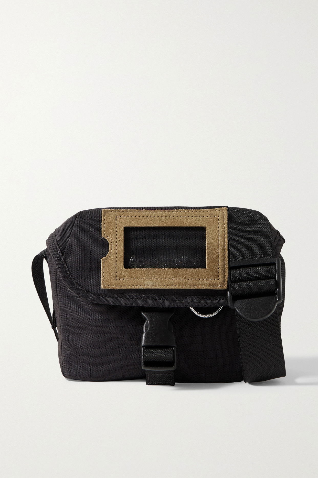 ACNE STUDIOS Suede-Trimmed Nylon-Ripstop Shoulder Bag in Black | endource