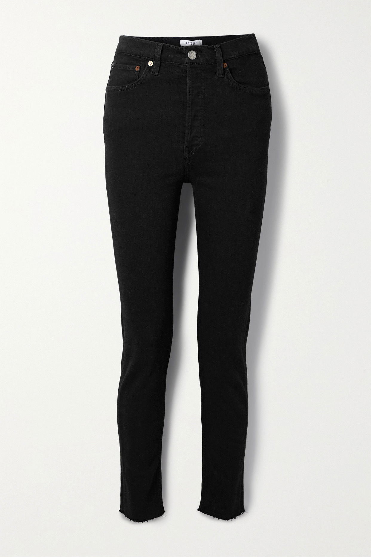 Redone 90s Comfort Stretch High-Rise Ankle Crop Skinny Jeans in Black ...