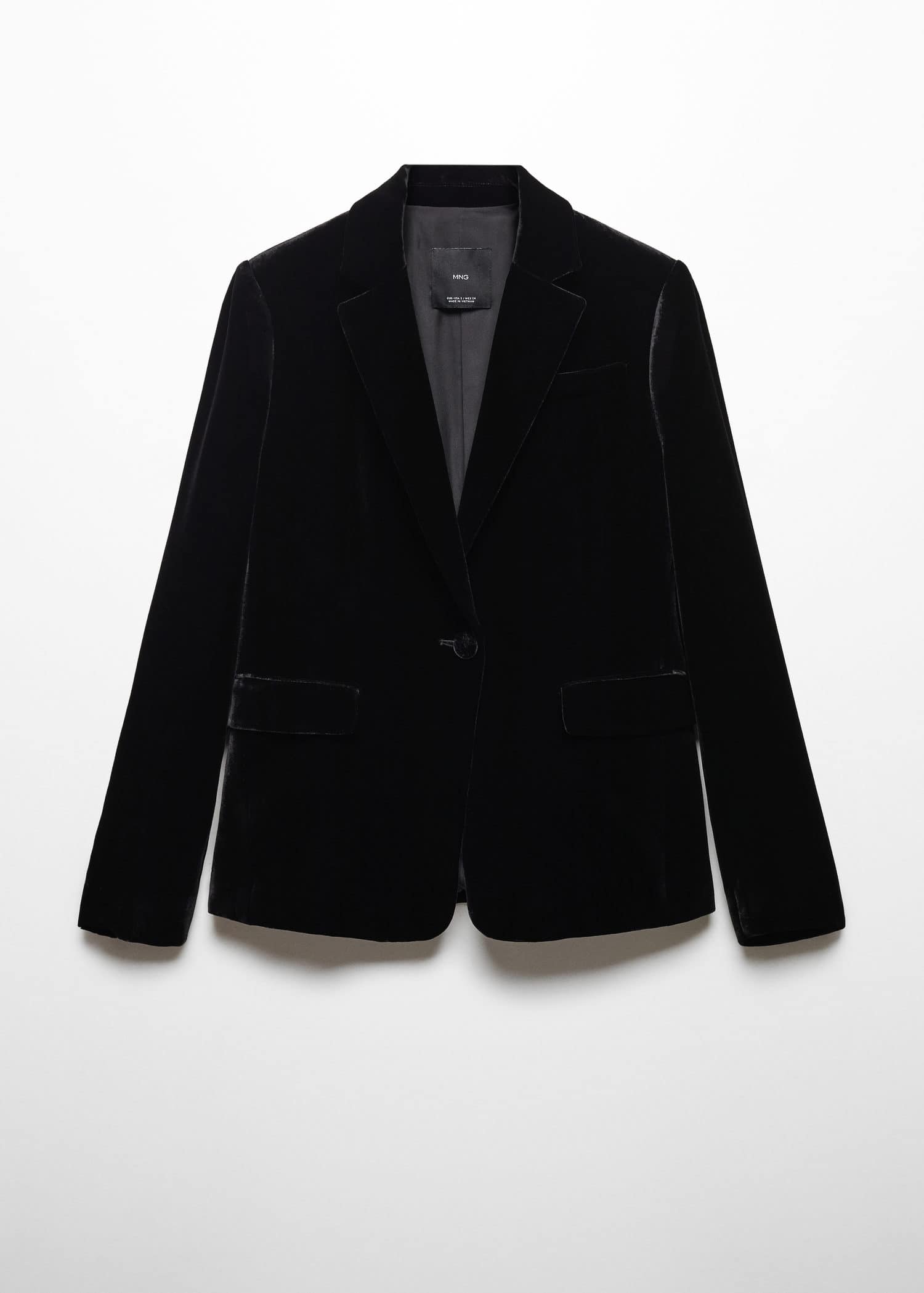 MANGO Velvet Suit Blazer in Black | Endource