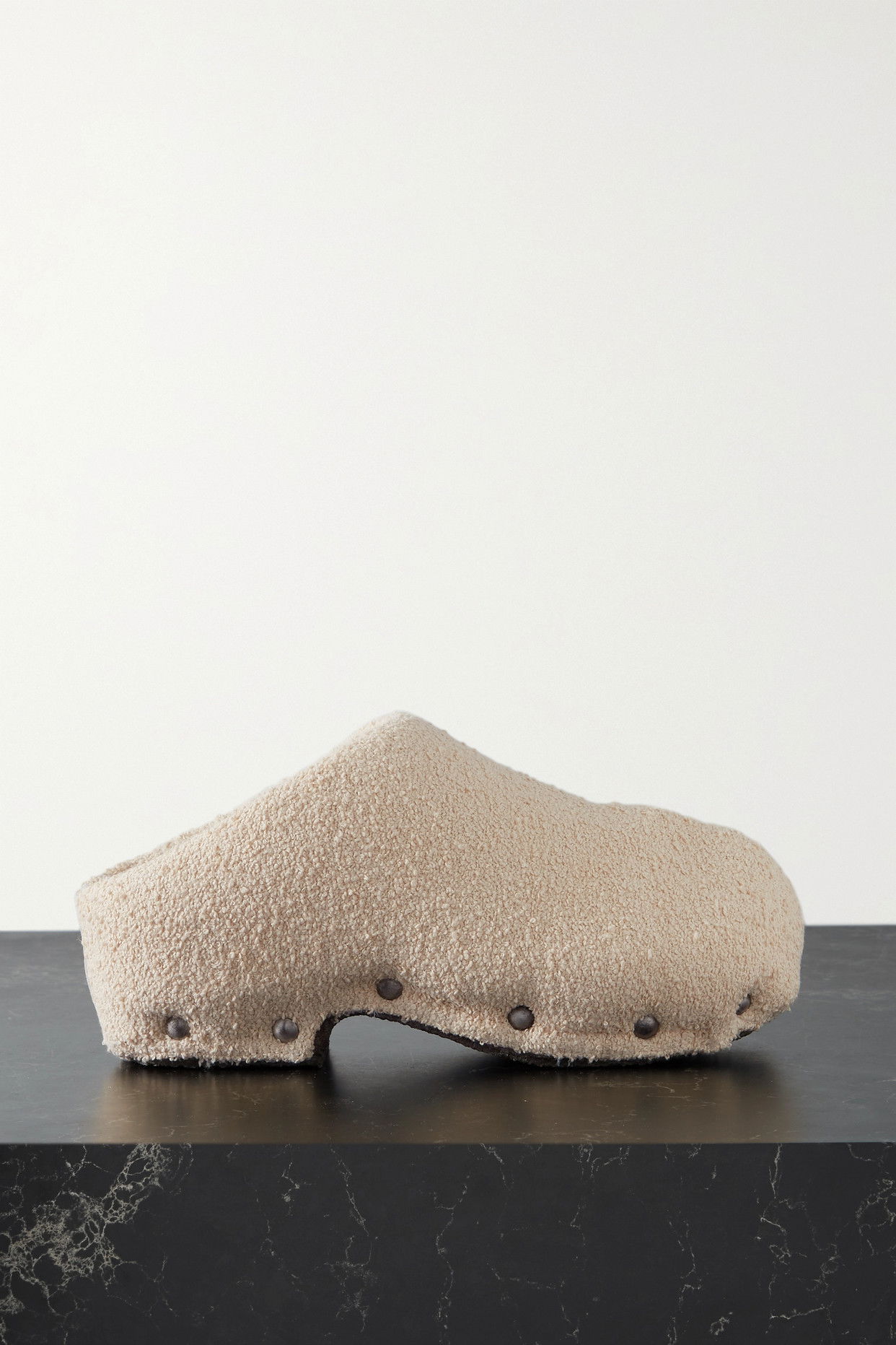 ACNE STUDIOS Studded Cotton-Blend Bouclé Clogs in Neutrals | endource