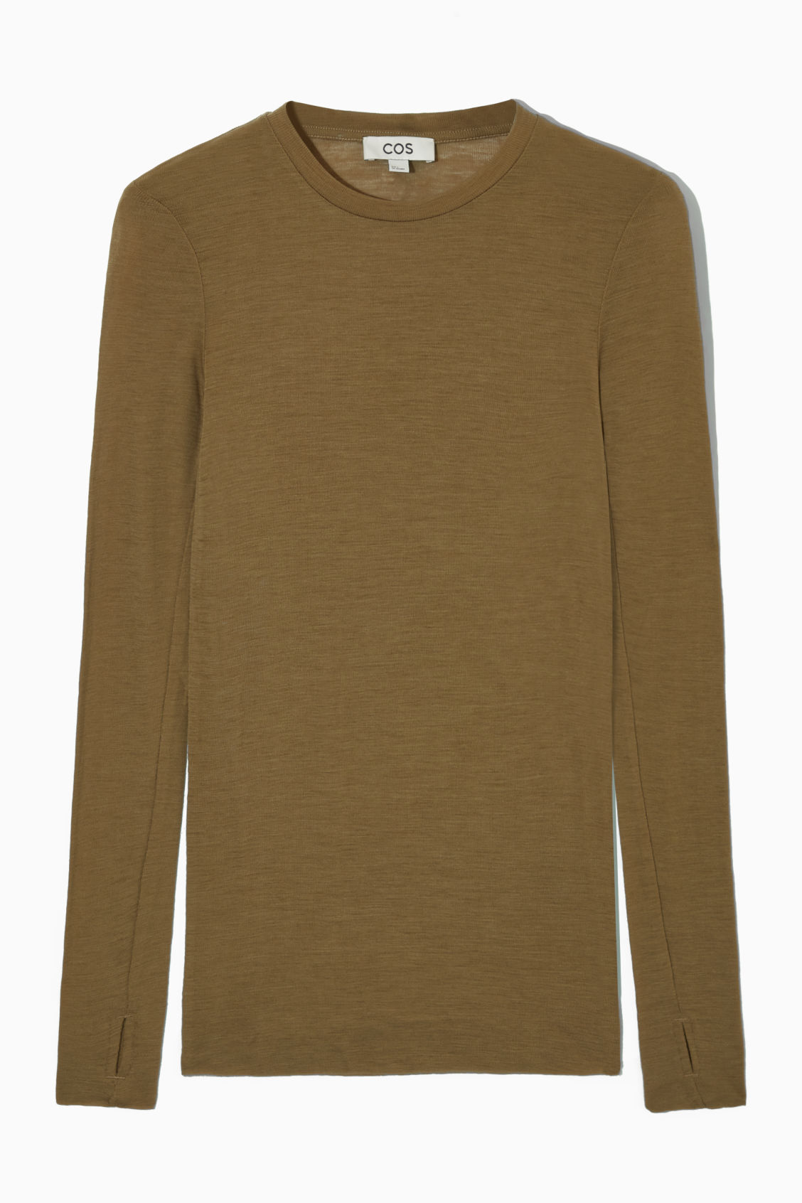 COS Crew-Neck Merino Wool Top in BROWN | endource