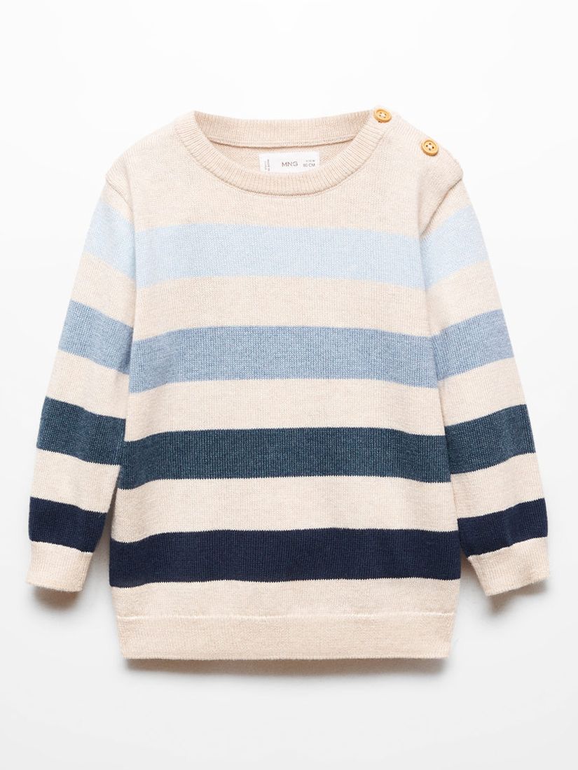 MANGO Agus Striped Cotton Blend Jumper in Pastel Blue | endource