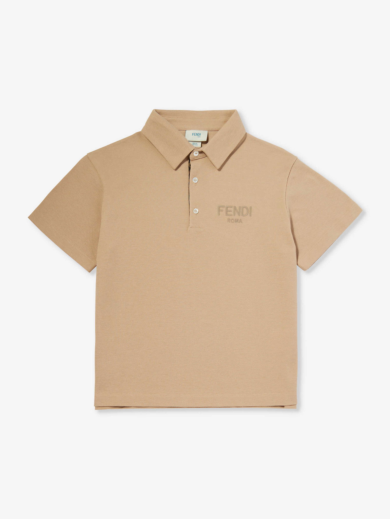 FENDI Logo-Embroidered Short-Sleeve Polo Shirt in Semolino | Endource