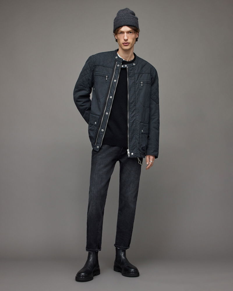ALLSAINTS Viser Faux Sherpa Lined Jacket in Steel Grey | endource