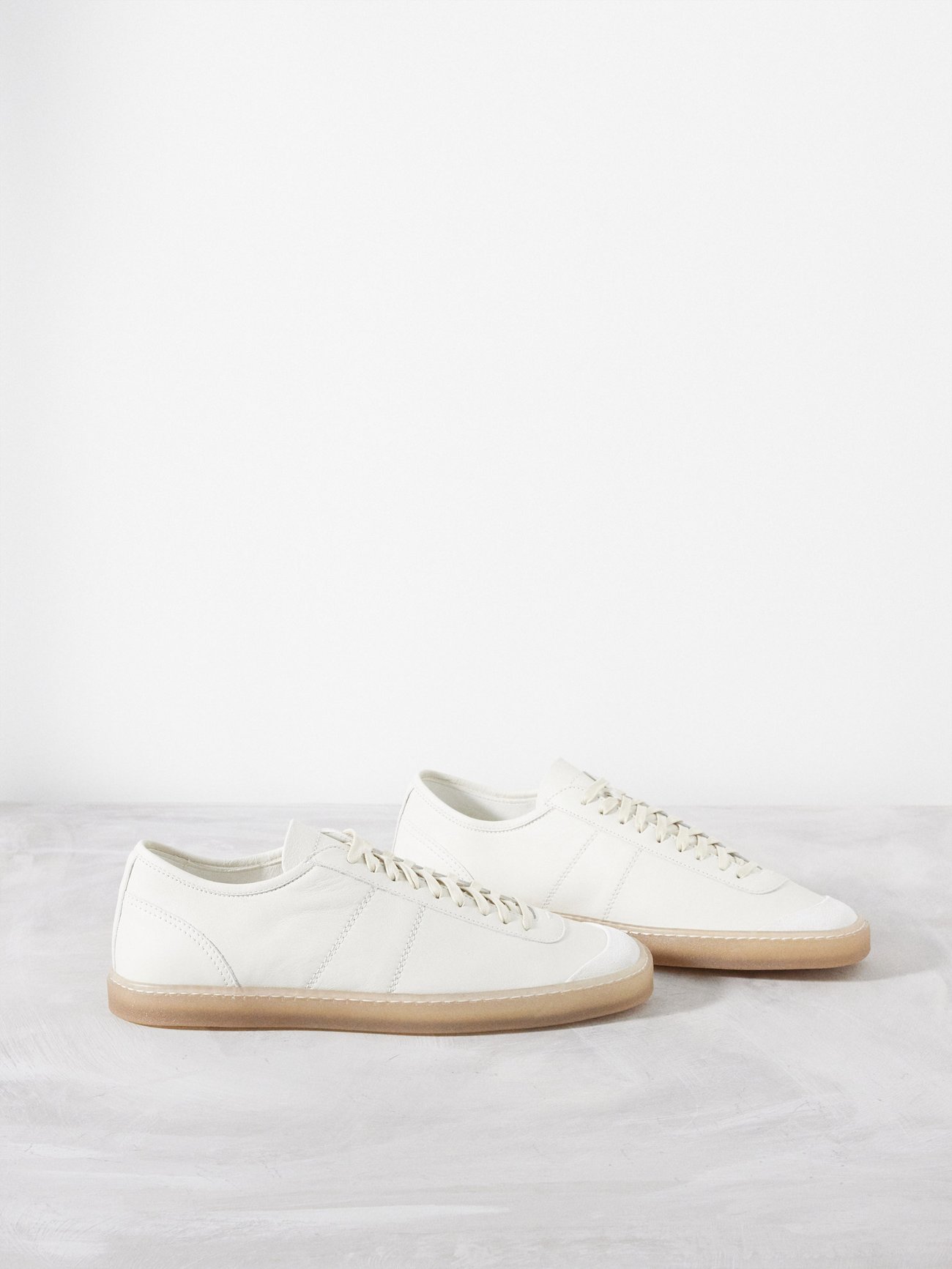 LEMAIRE Linoleum Lace-Up Basic Trainers in White | Endource