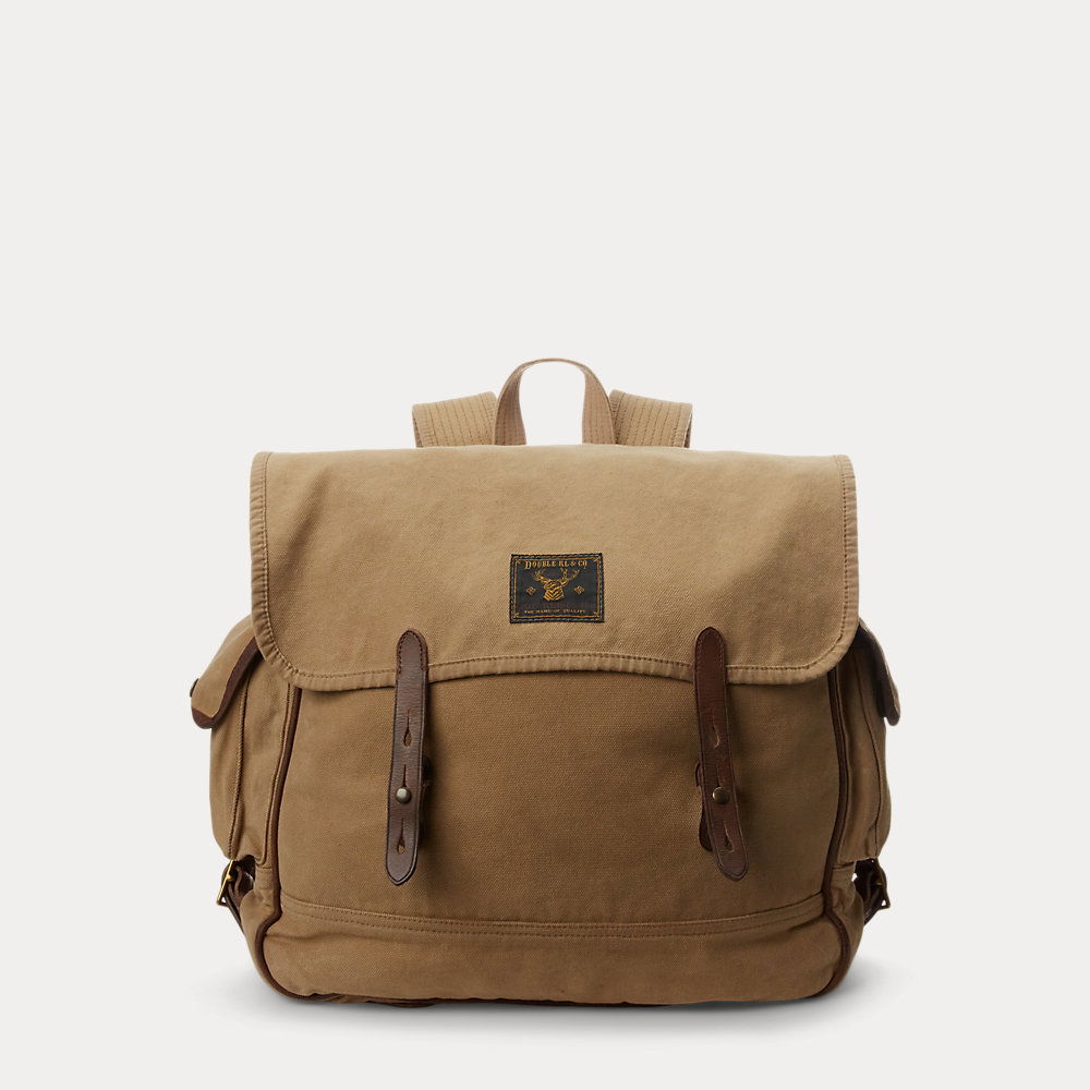 RALPH LAUREN RRL Leather-Trim Canvas Backpack in Green | Endource