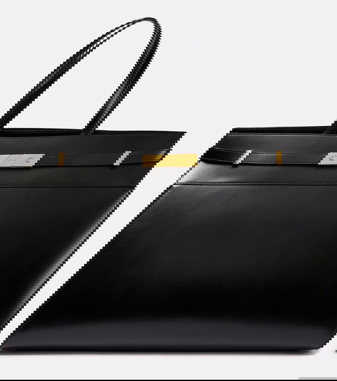 SAINT LAURENT Manhattan Large Leather Tote Bag in Black | endource