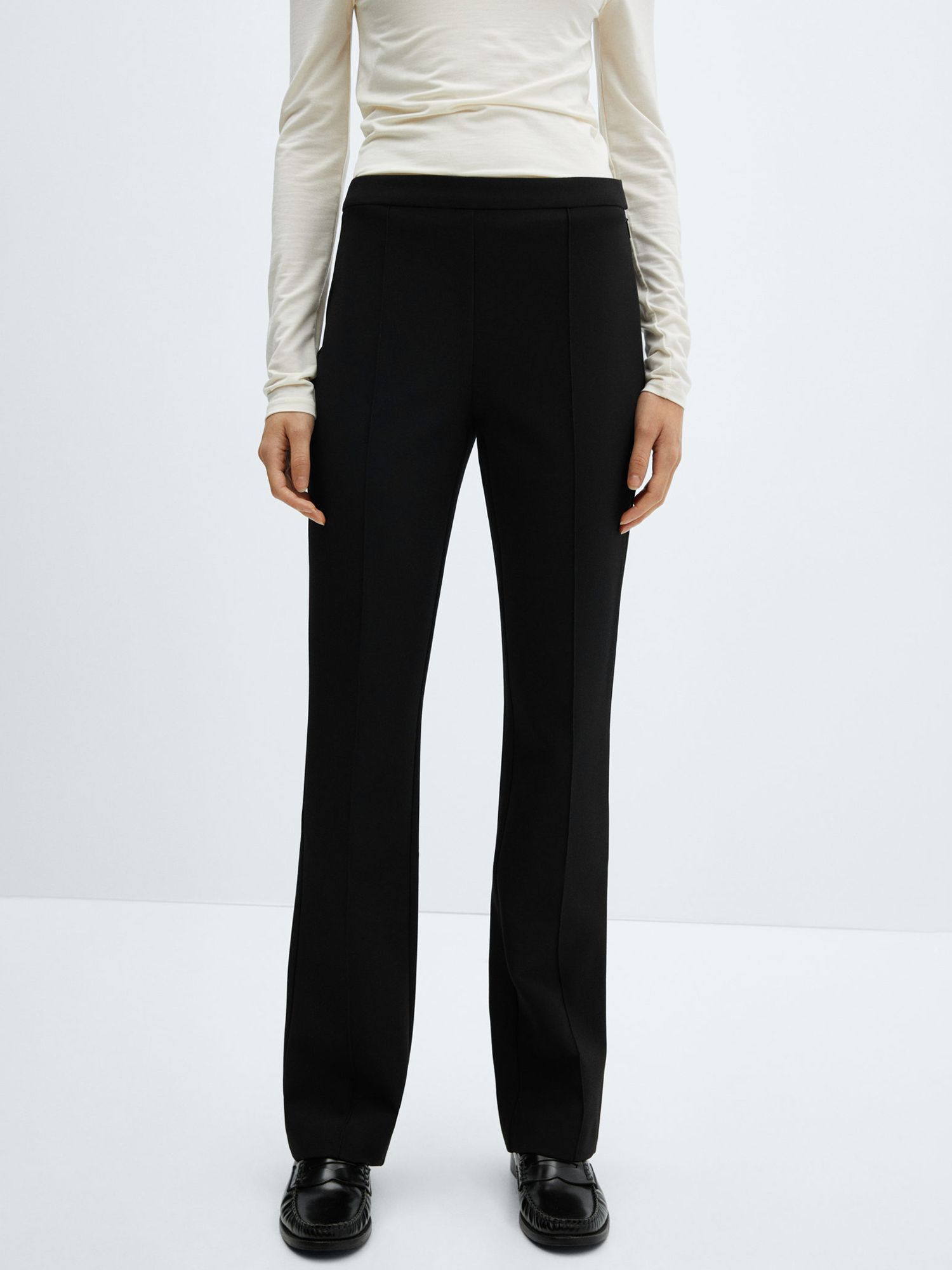 MANGO Louis Seam Detail Straight Leg Trousers in Black | Endource