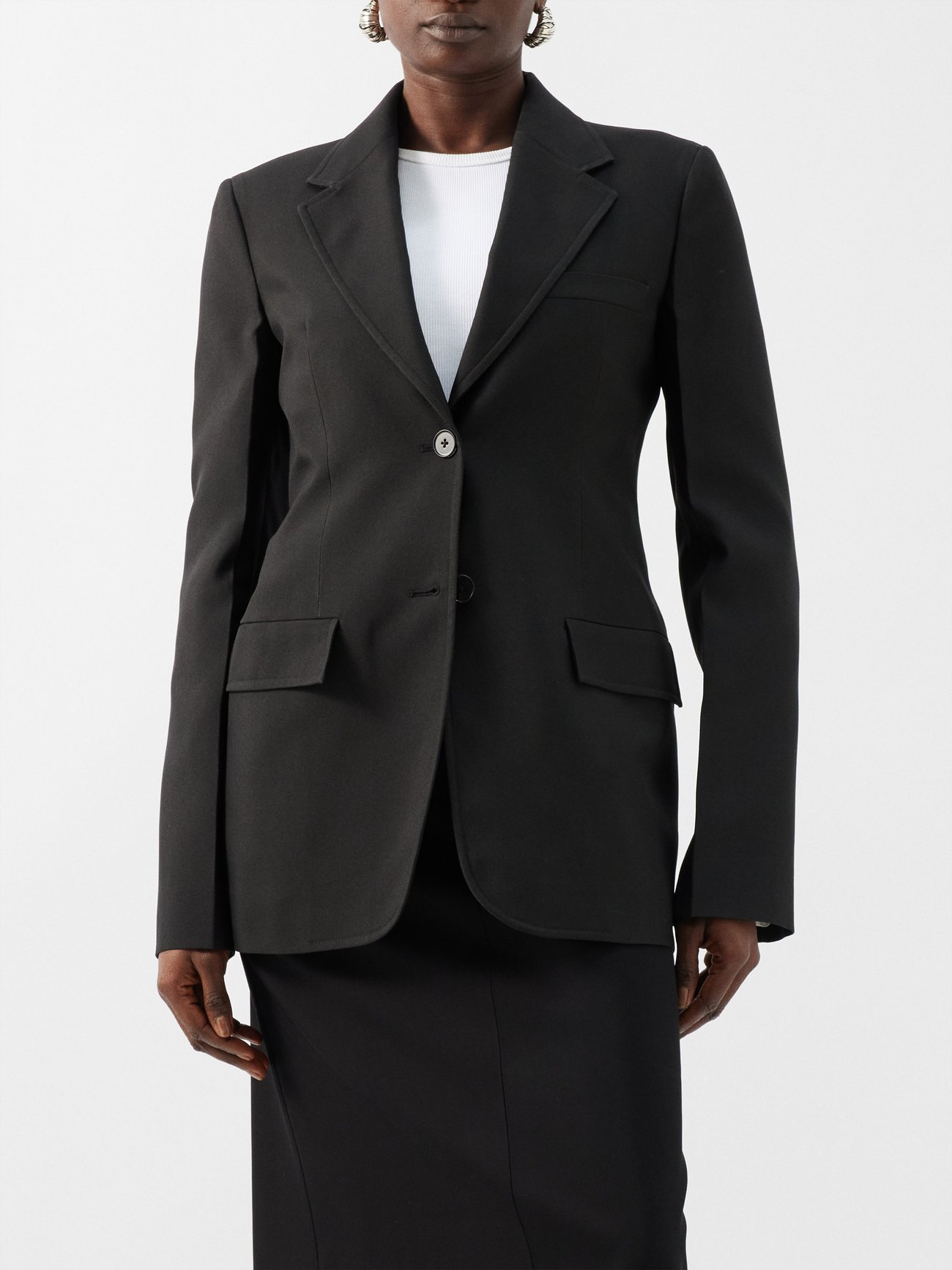 JIL SANDER Twill Suit Jacket in Black | endource