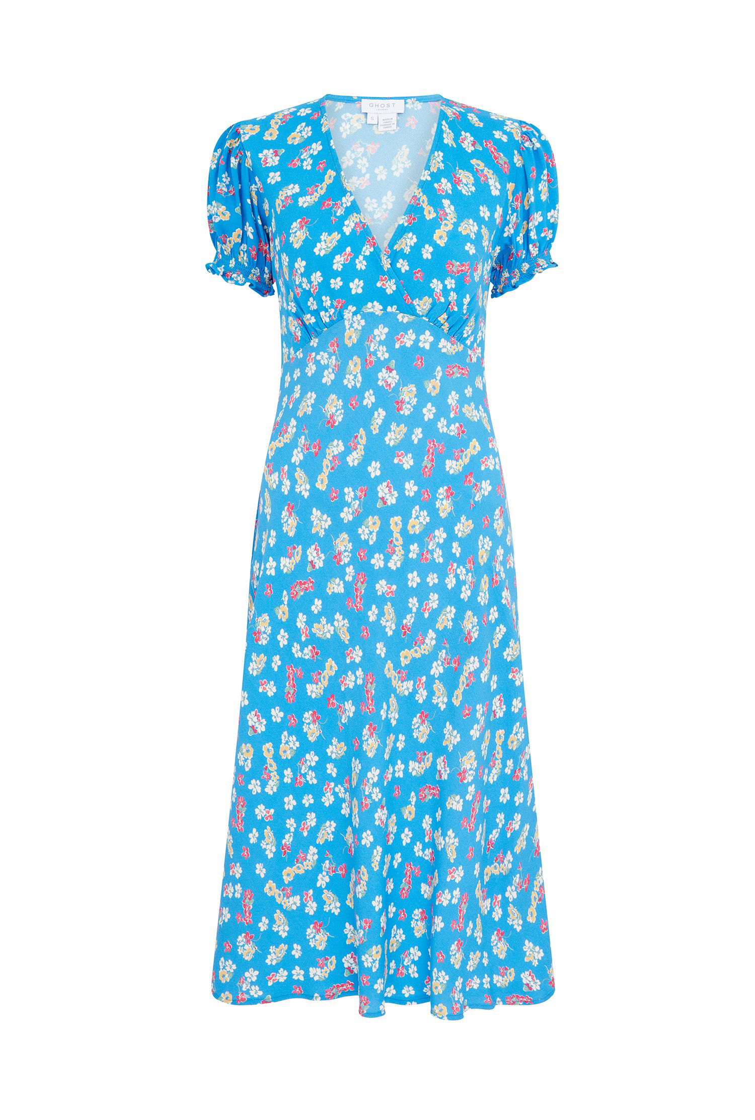 GHOST Jemima Fleurs Crepe Midi Dress | endource