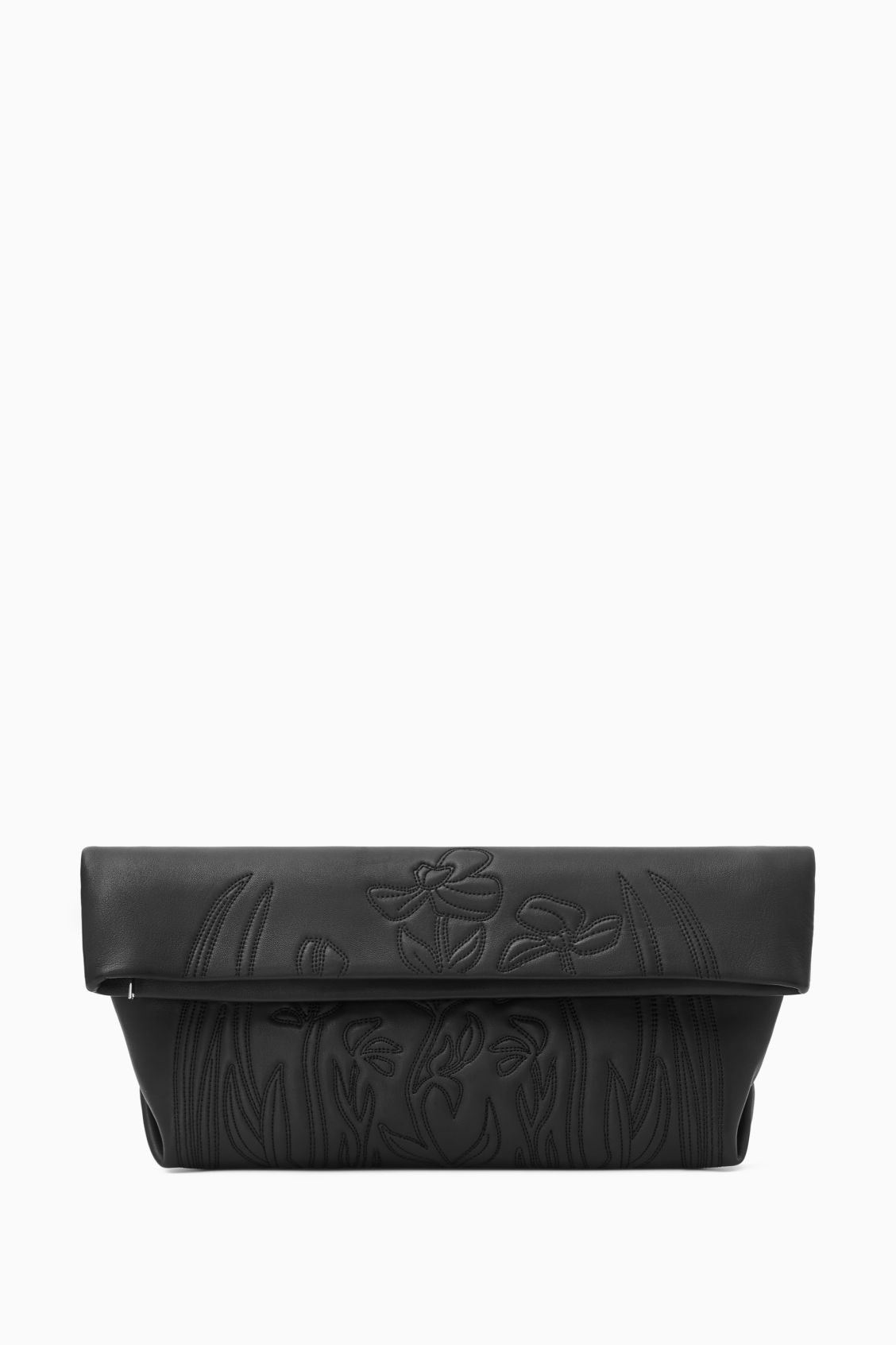 COS Embroidered Western Leather Clutch in BLACK | Endource