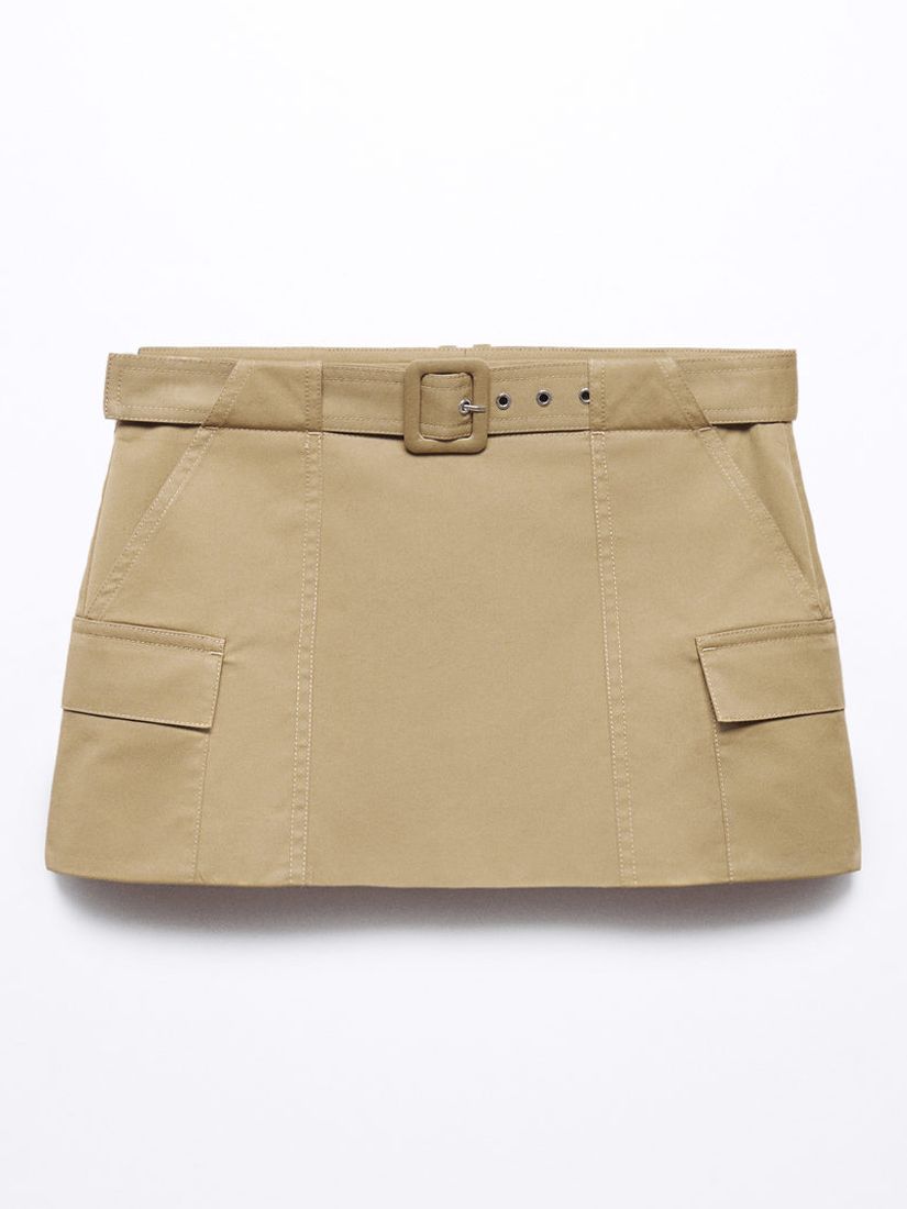 MANGO Angel Belted Mini Skirt in Medium Brown | endource
