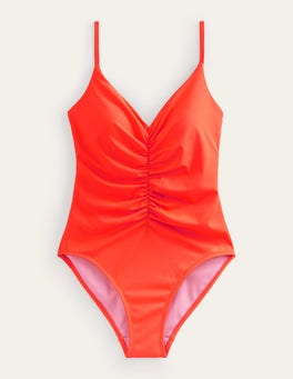 BODEN Ruched V-Neck Swimsuit in Firework | Endource