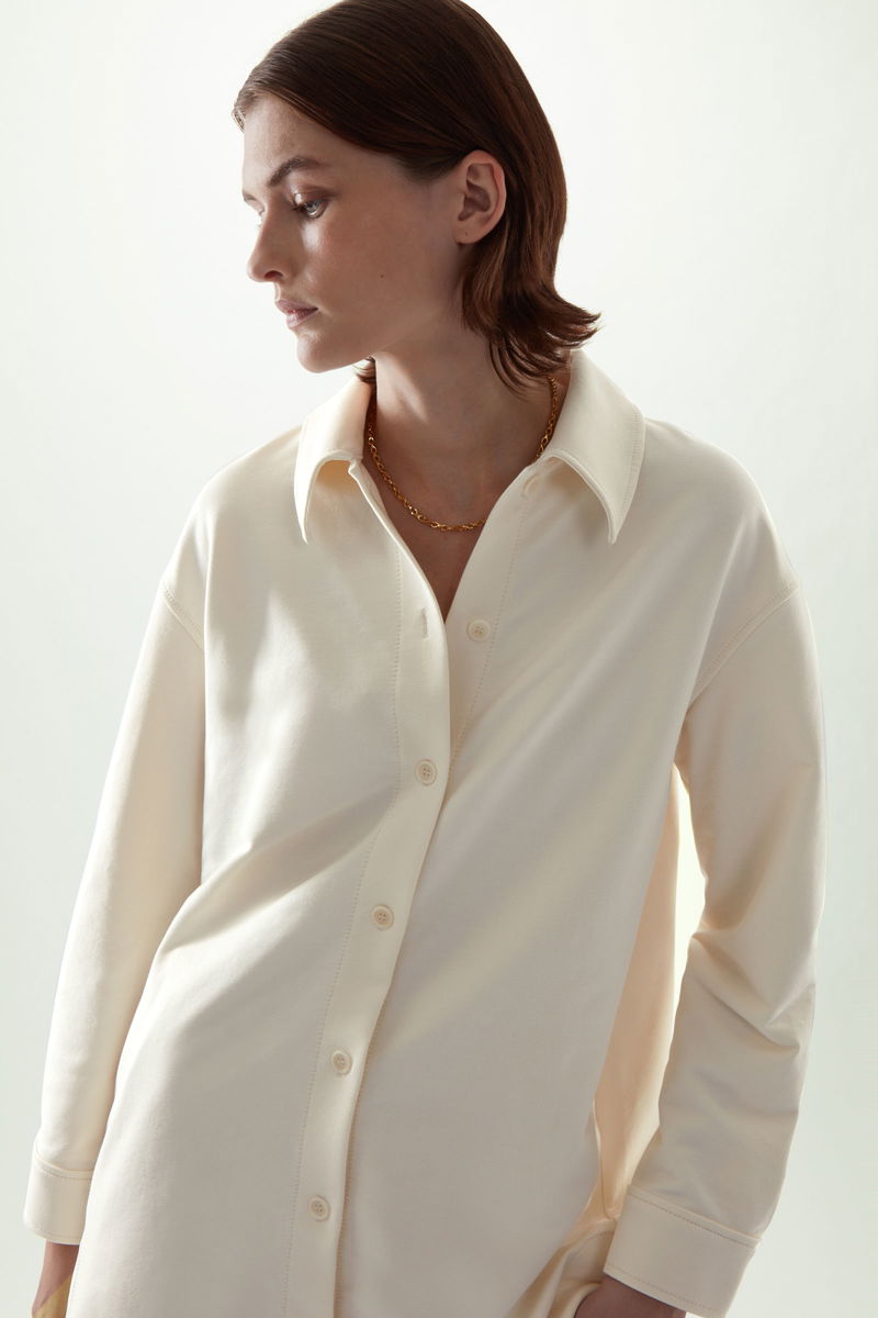 COS Organic Cotton Mix Overshirt in white | Endource