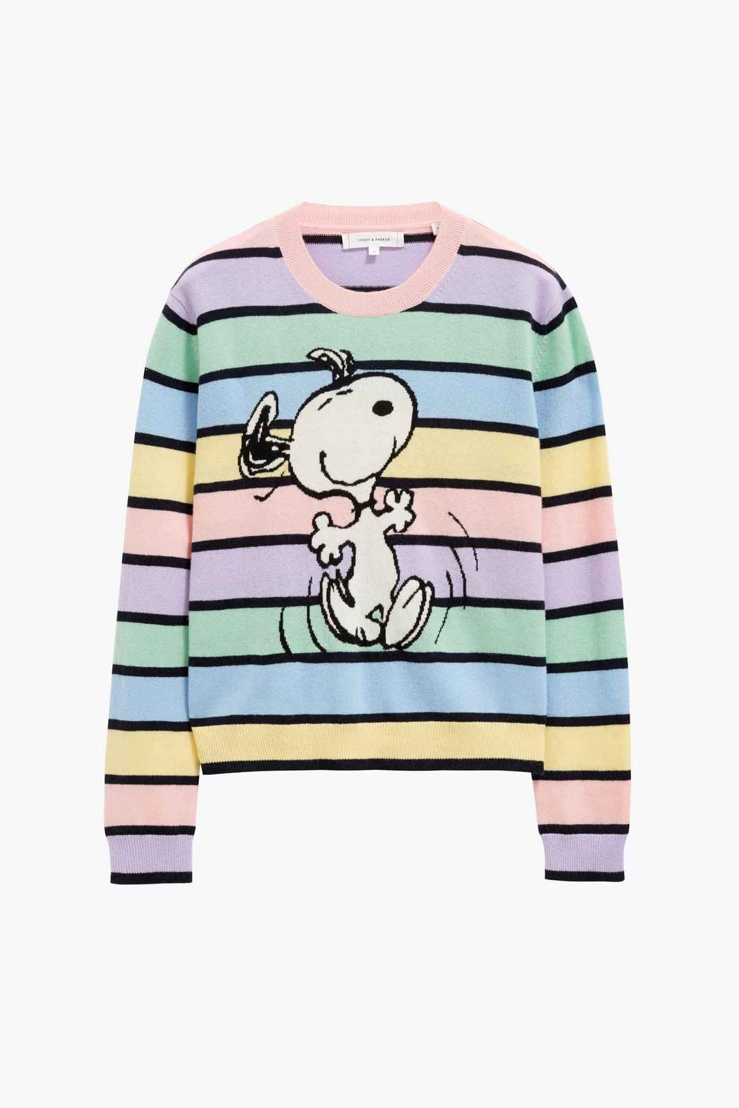 CHINTI & PARKER Rainbow Dancing Snoopy Wool-Cashmere Sweater | Endource