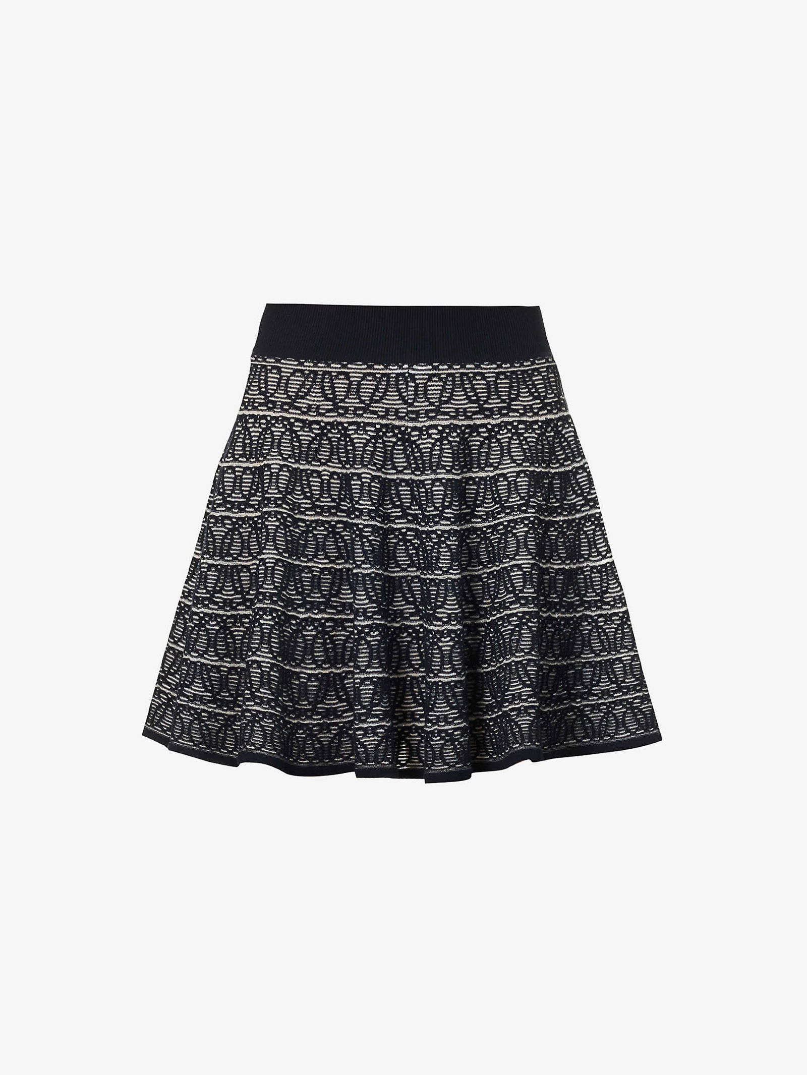 LOEWE Anagram-Pattern Flared-Hem Knitted Mini Skirt in NAVY/WHITE ...