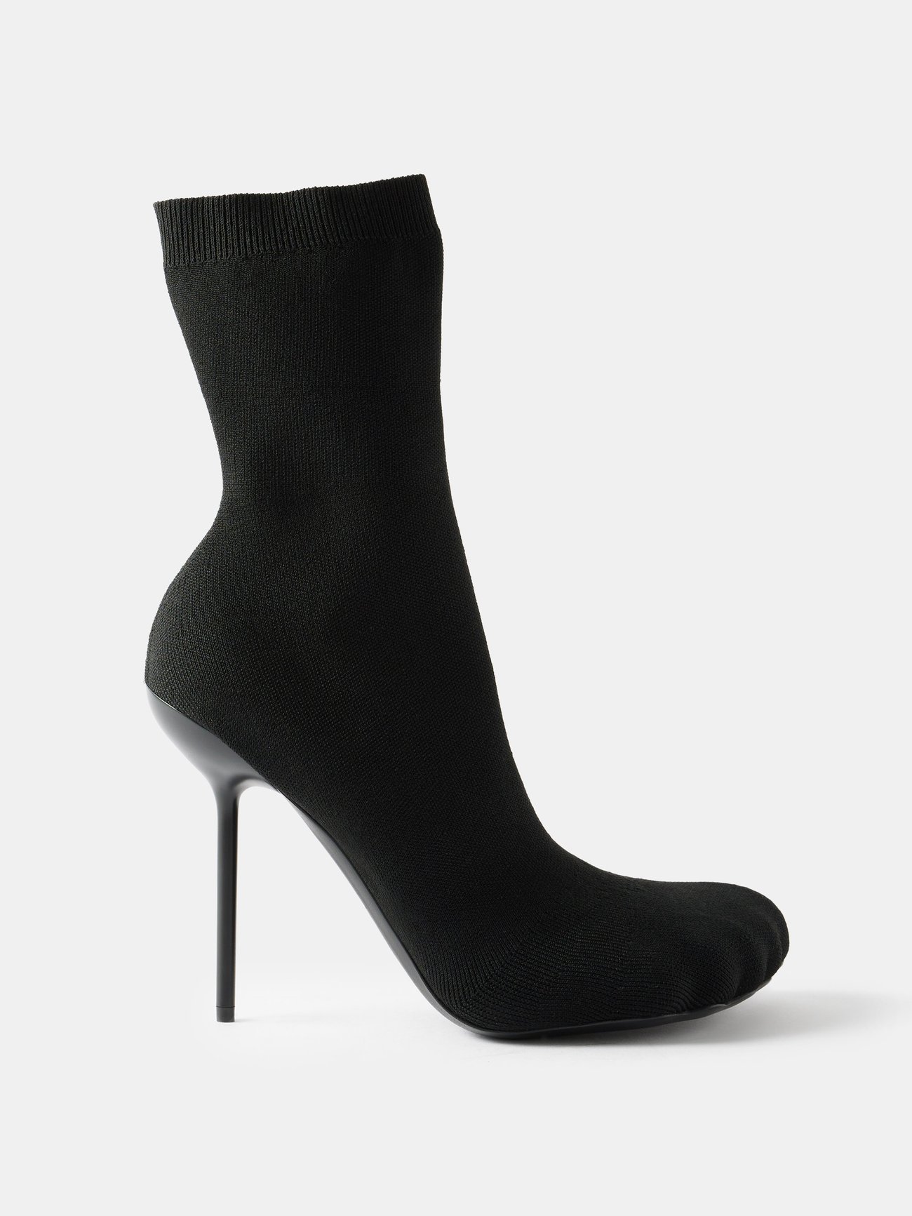 BALENCIAGA Anatomic Bootie 110 Stretch Knit Boots in Black | endource
