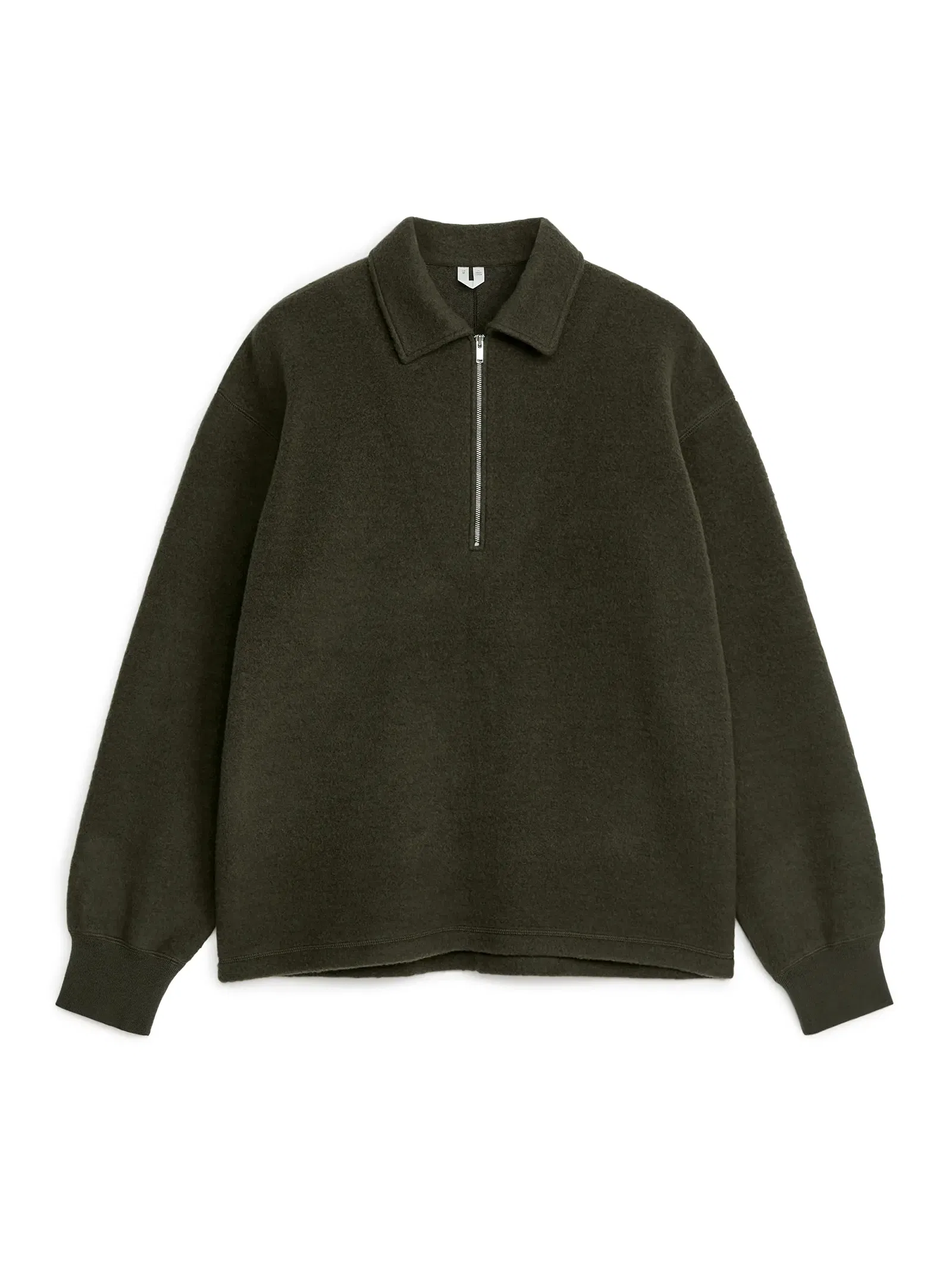 ARKET Half-Zip Pile Jumper in Dark Brown | endource