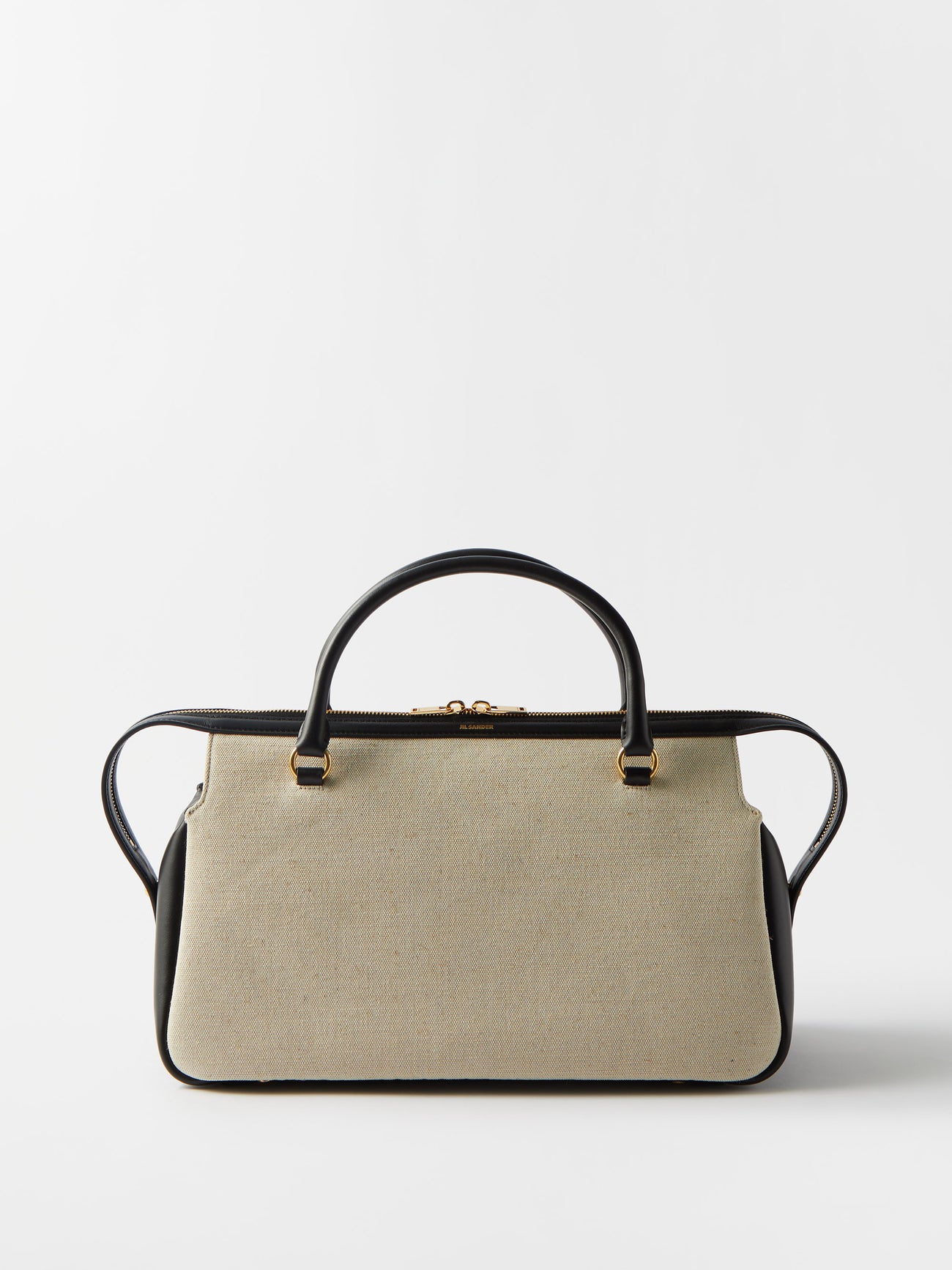 JIL SANDER Medium Canvas & Leather Handbag in Cream | endource