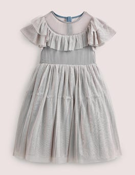 BODEN Frilly Tulle Dress in Statue Grey | endource