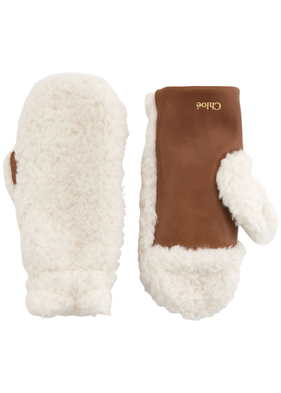 CHLOÉ Faux Shearling And Leather Mittens | endource
