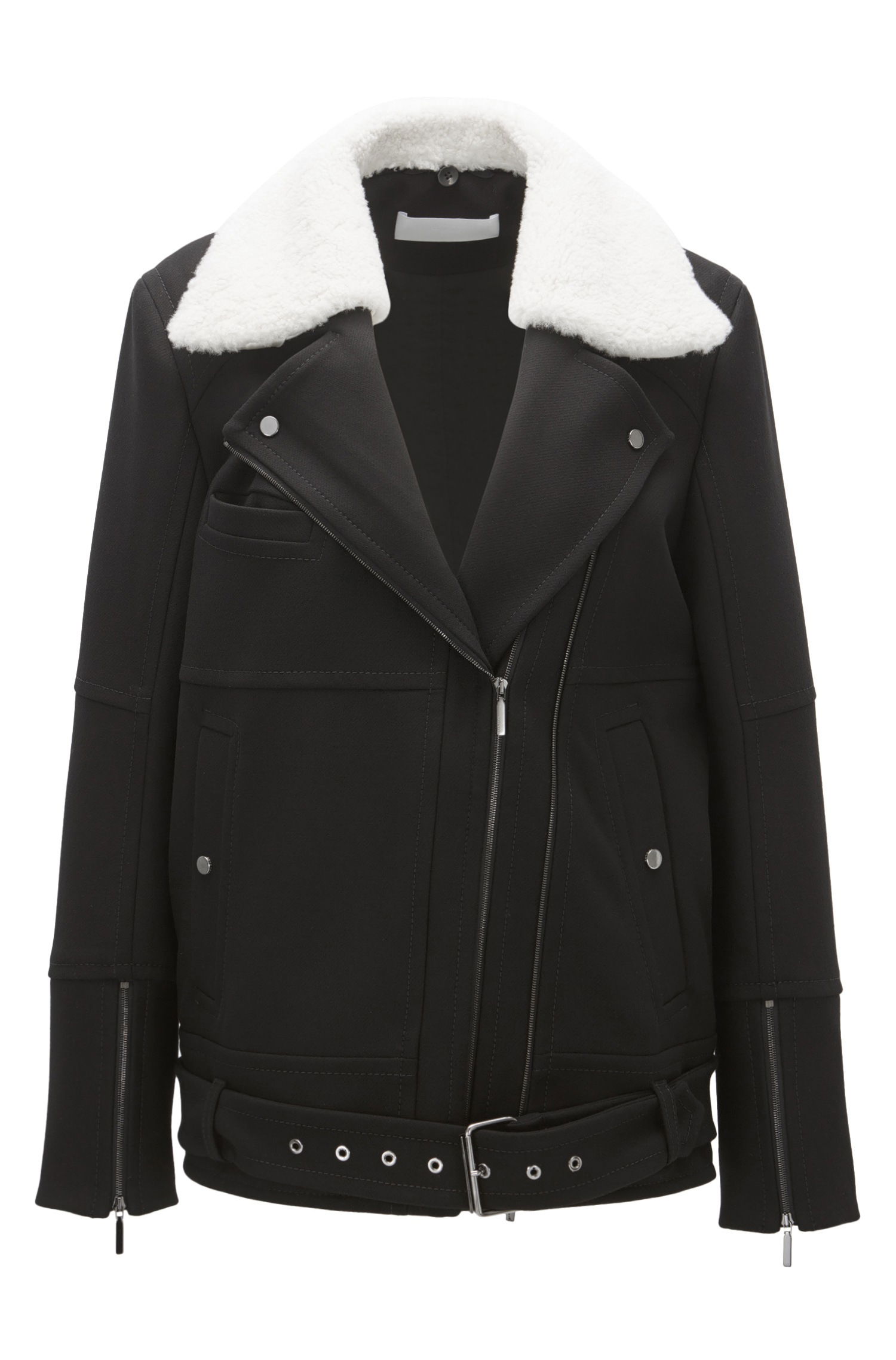HUGO BOSS Shearling Collar Aviator Jacket | endource