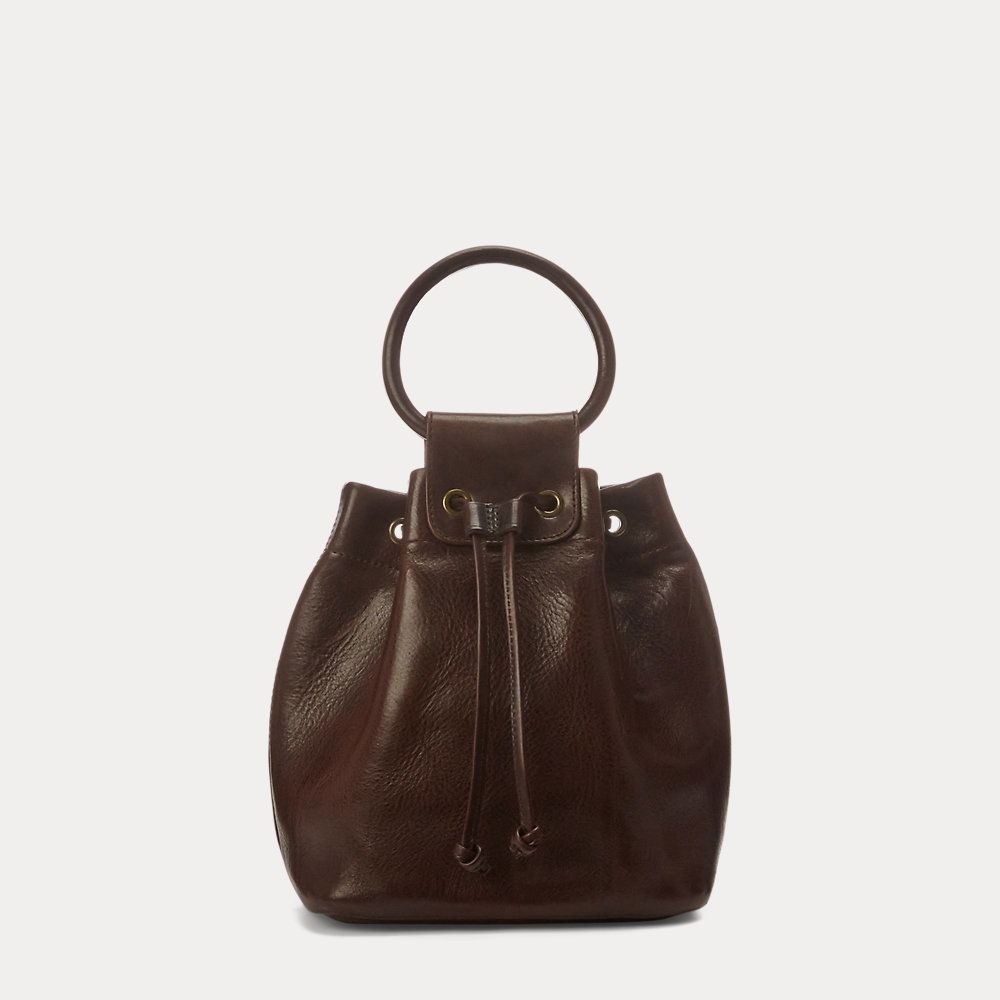 RALPH LAUREN RRL Leather Drawstring Bag in Brown | Endource