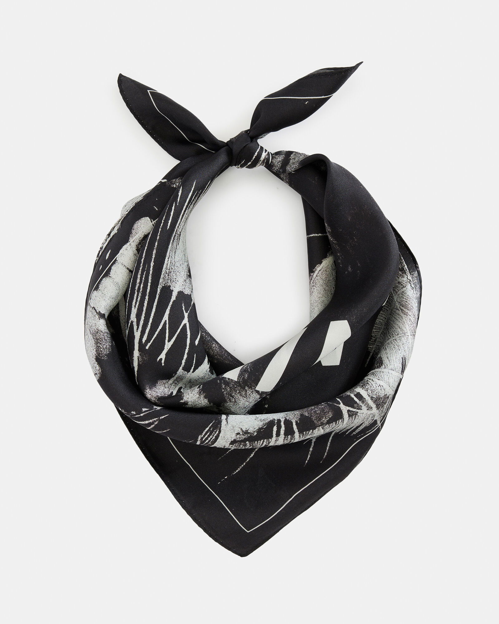 ALLSAINTS Turin Tiger Silk Bandana in Black | endource