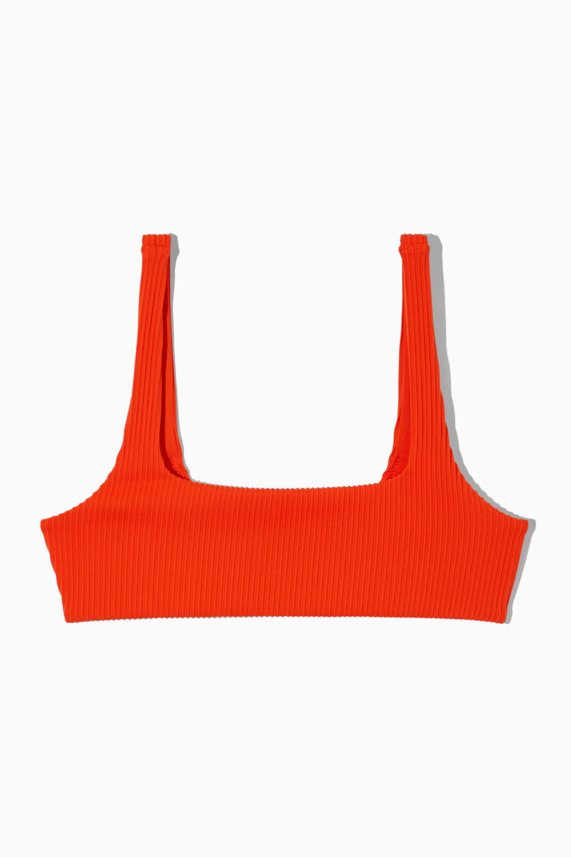 COS Square-Neck Ribbed Bikini Top in ORANGE | Endource