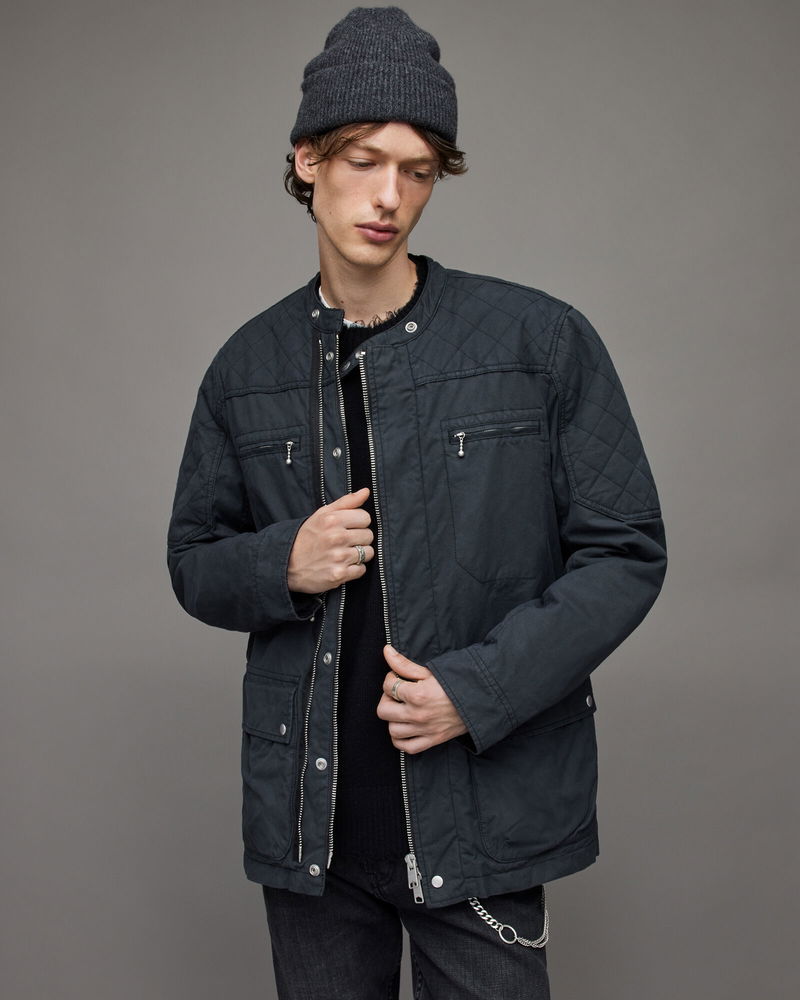 ALLSAINTS Viser Faux Sherpa Lined Jacket in Steel Grey | Endource