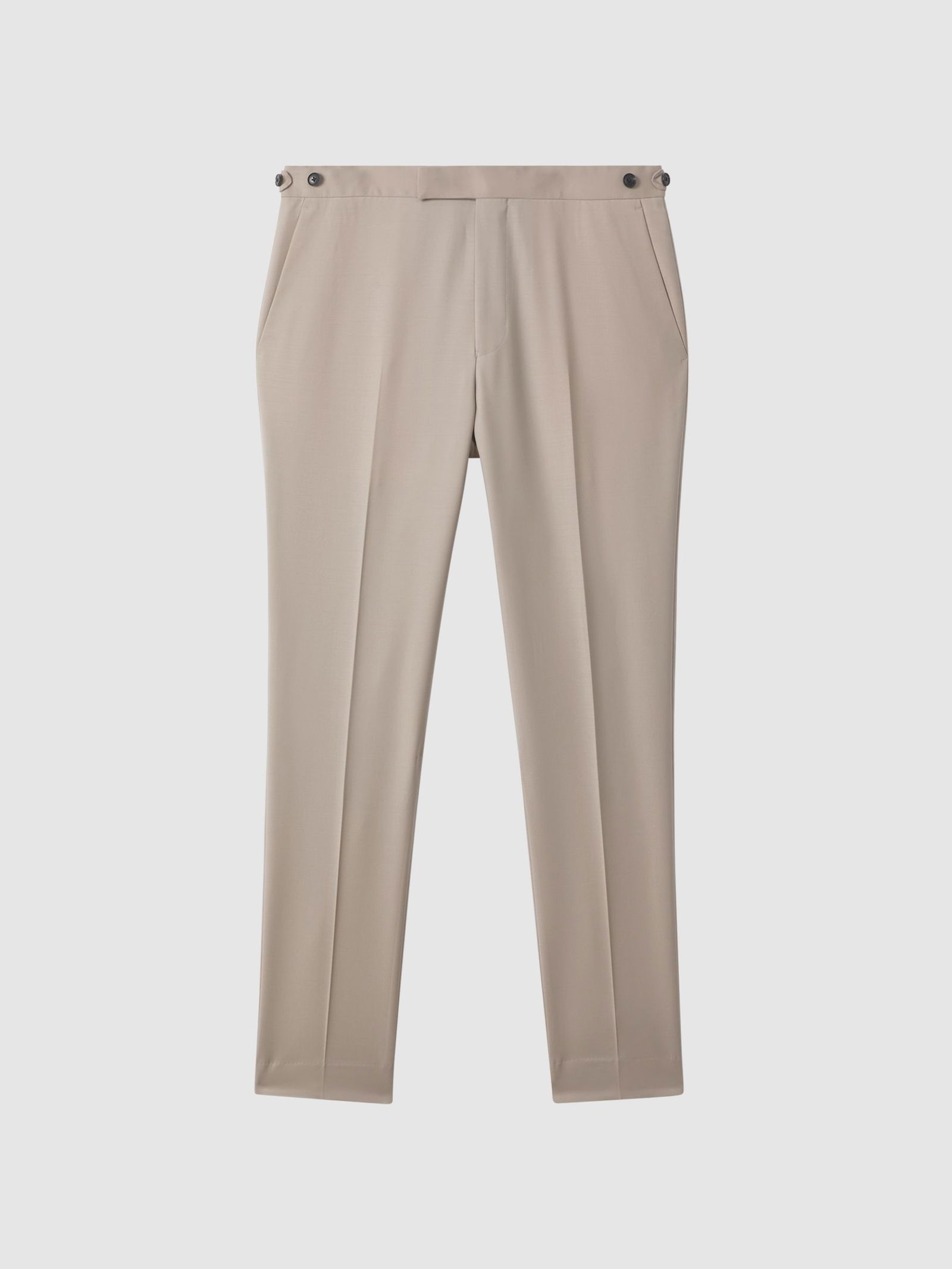 REISS Dillon Slim Fit Wool Blend Adjuster Trousers in Stone | Endource