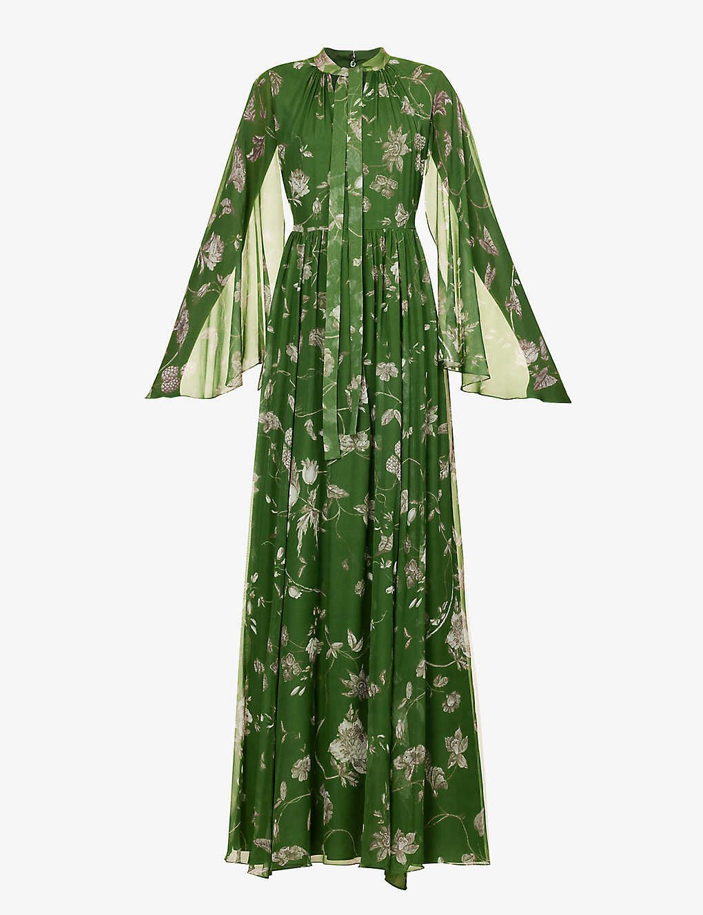 ERDEM Floral Print Silk Maxi Dress in Ophelia Vine Clover | endource