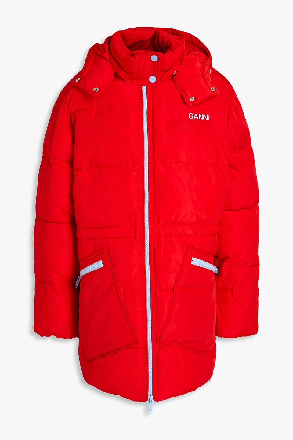 GANNI Quilted Padded Shell Hooded Coat | endource