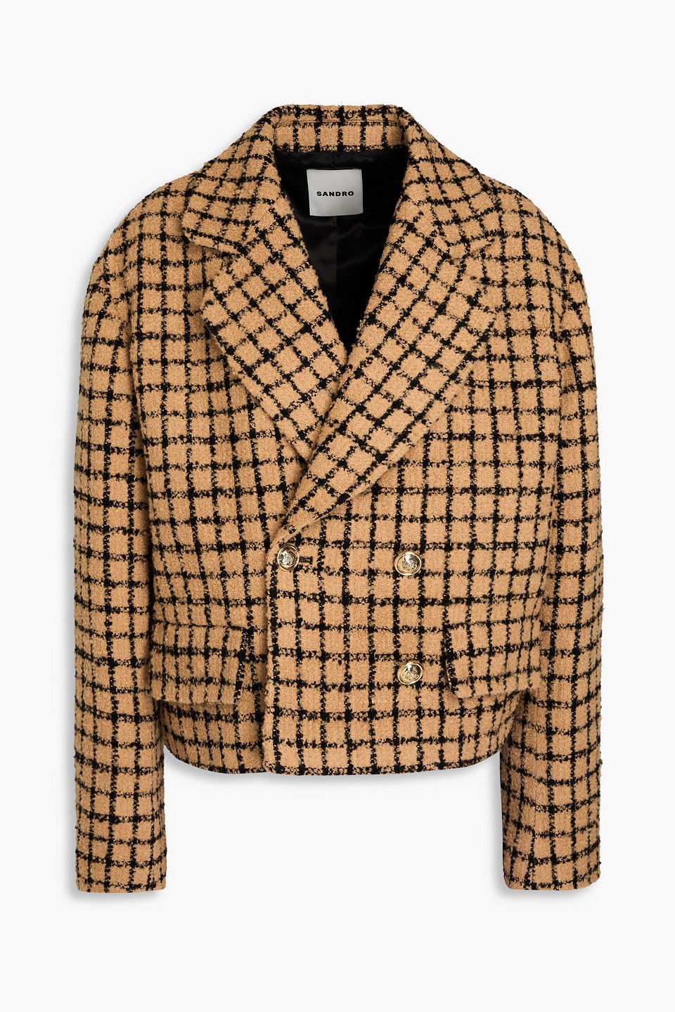 SANDRO Checked Bouclé Blazer in Neutral | endource