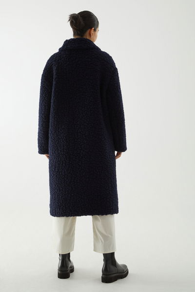 COS Wool Teddy Fleece Coat in navy | endource