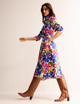 BODEN Amy Midi Shirt Dress in Multi, Bloomsbury Pop | Endource