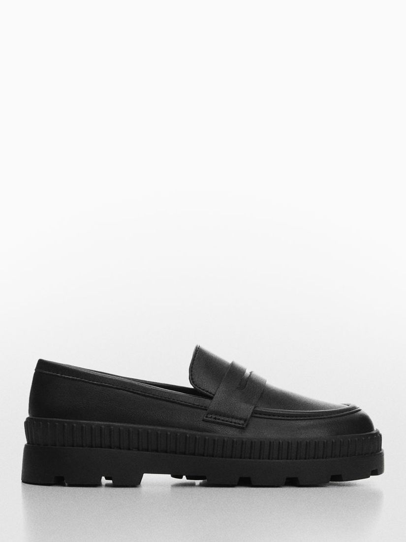 MANGO Platform Moccasin Shoes in Black | Endource