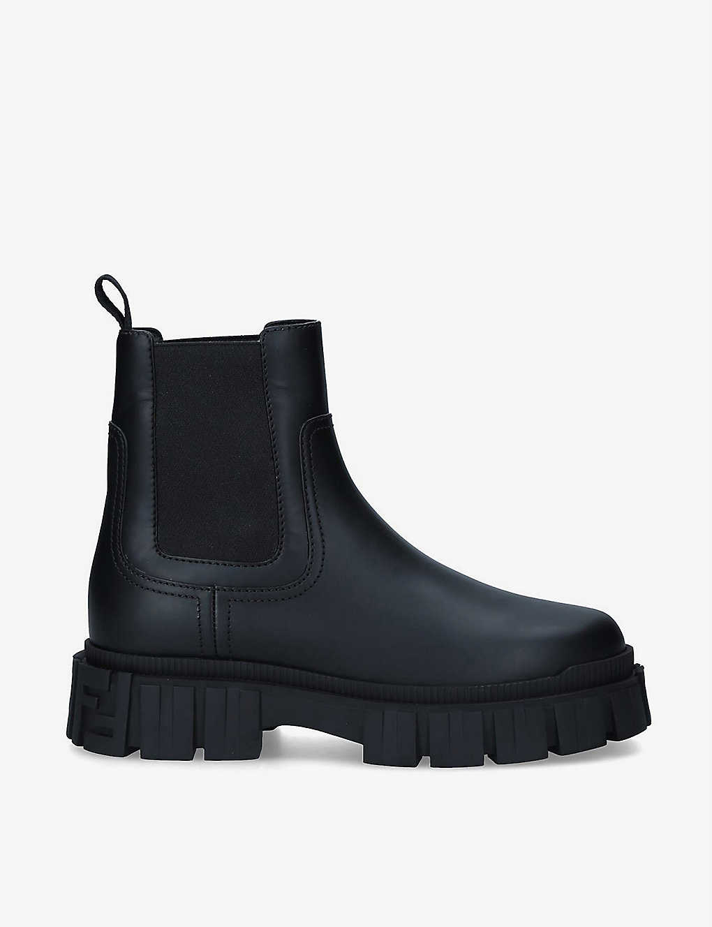 FENDI Force Logo-Embossed Leather Chelsea Boots in BLACK | Endource