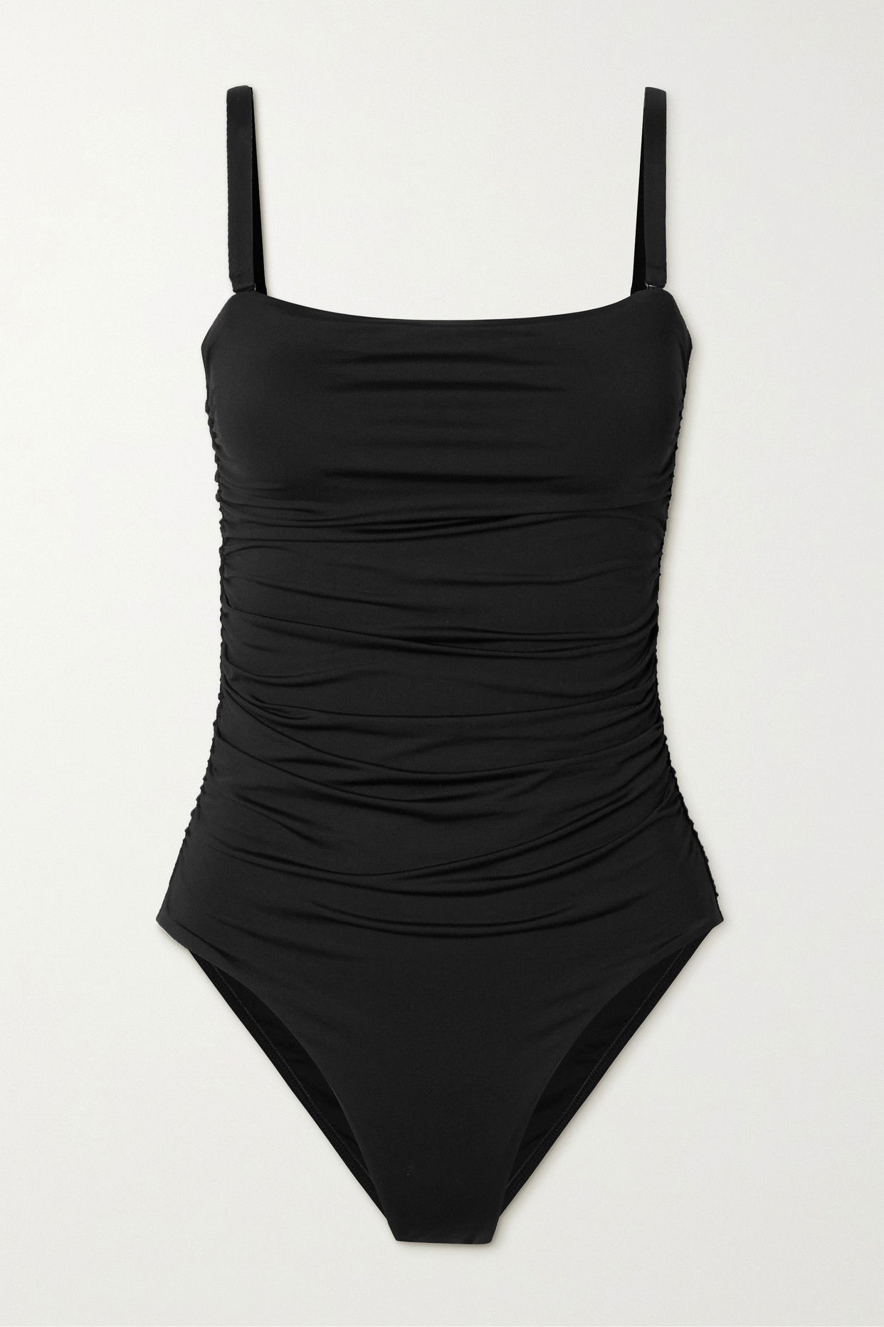 BONDI BORN Raya Ruched Swimsuit in Black | endource
