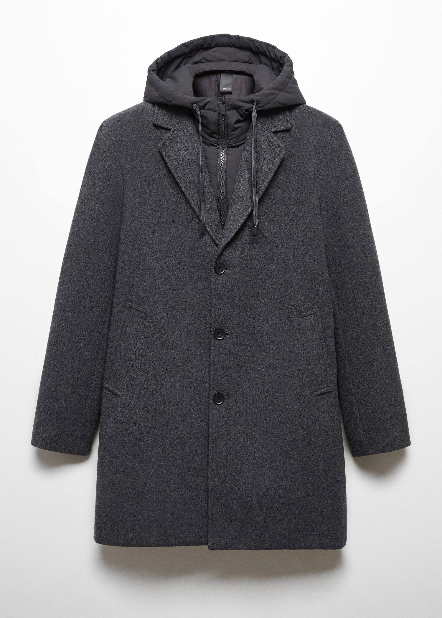 MANGO Detachable Hood Wool Coat | endource