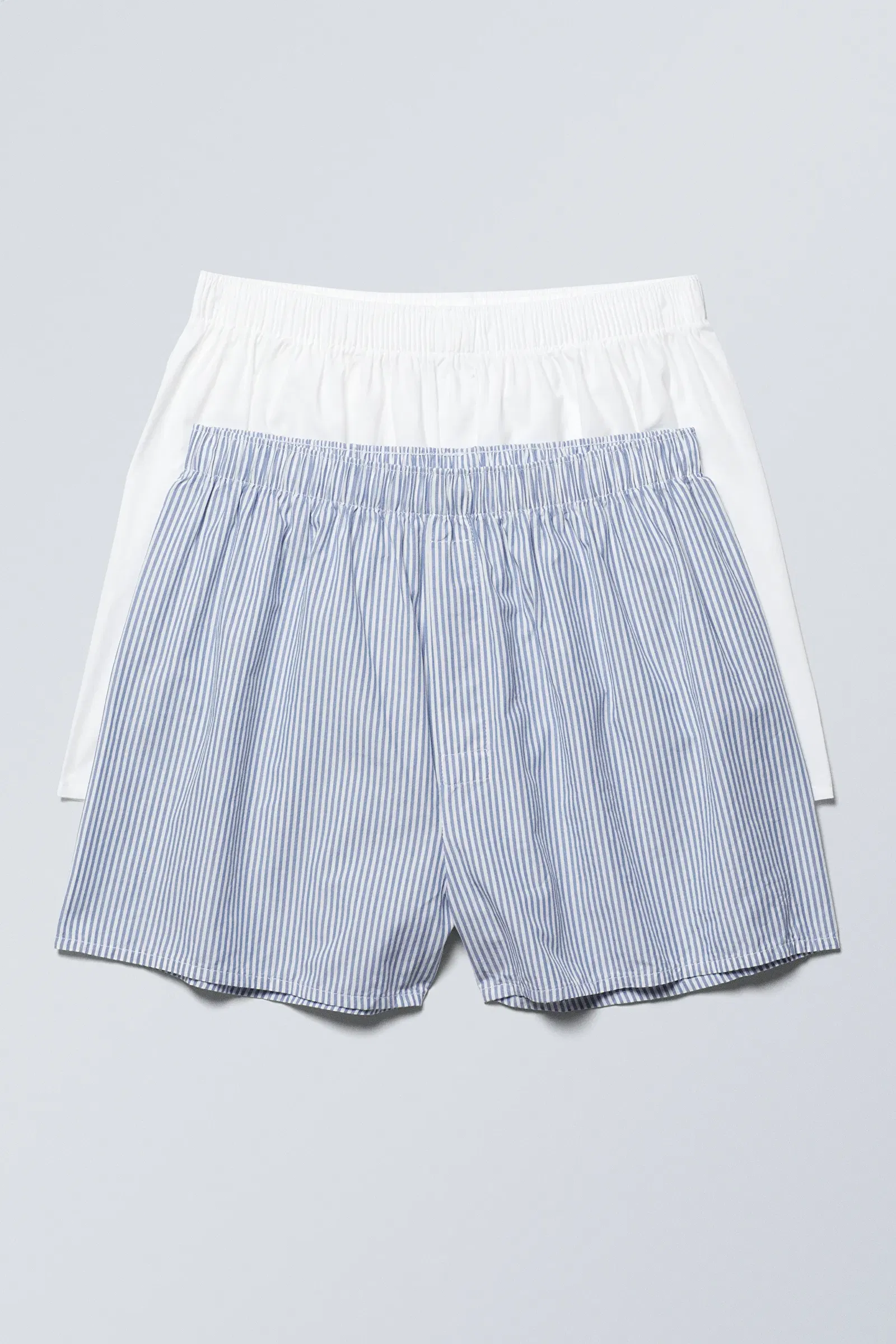 WEEKDAY 2-Pack Boxer Shorts in White, Blue Stripes | endource