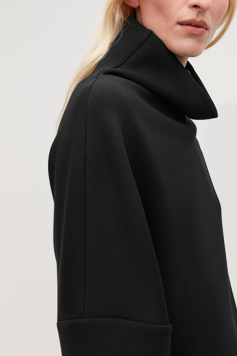 COS Funnel-Neck Scuba Sweatshirt in Black | endource