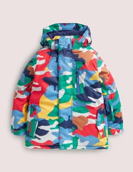 BODEN Rainbow Camo Waterproof Jacket in Red Colourblock | endource