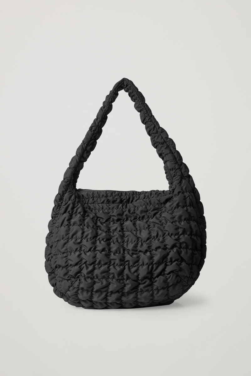 COS Recycled Polyester Quilted Oversized Shoulder Bag in Black | endource