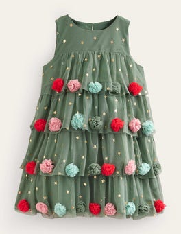 BODEN Christmas Tree Tulle Dress in Reed Green | endource
