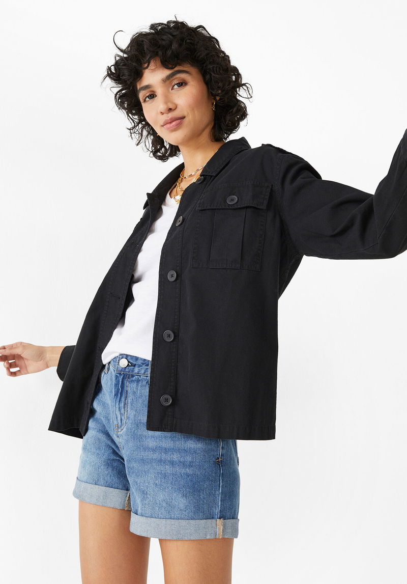 HUSH Calida Utility Jacket in Washed Black | endource