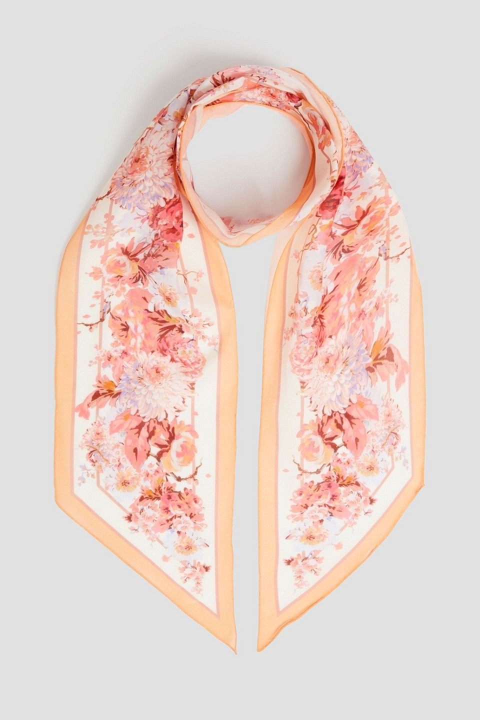 ZIMMERMANN Floral Cotton And Silk-Blend Voile Scarf in White | endource