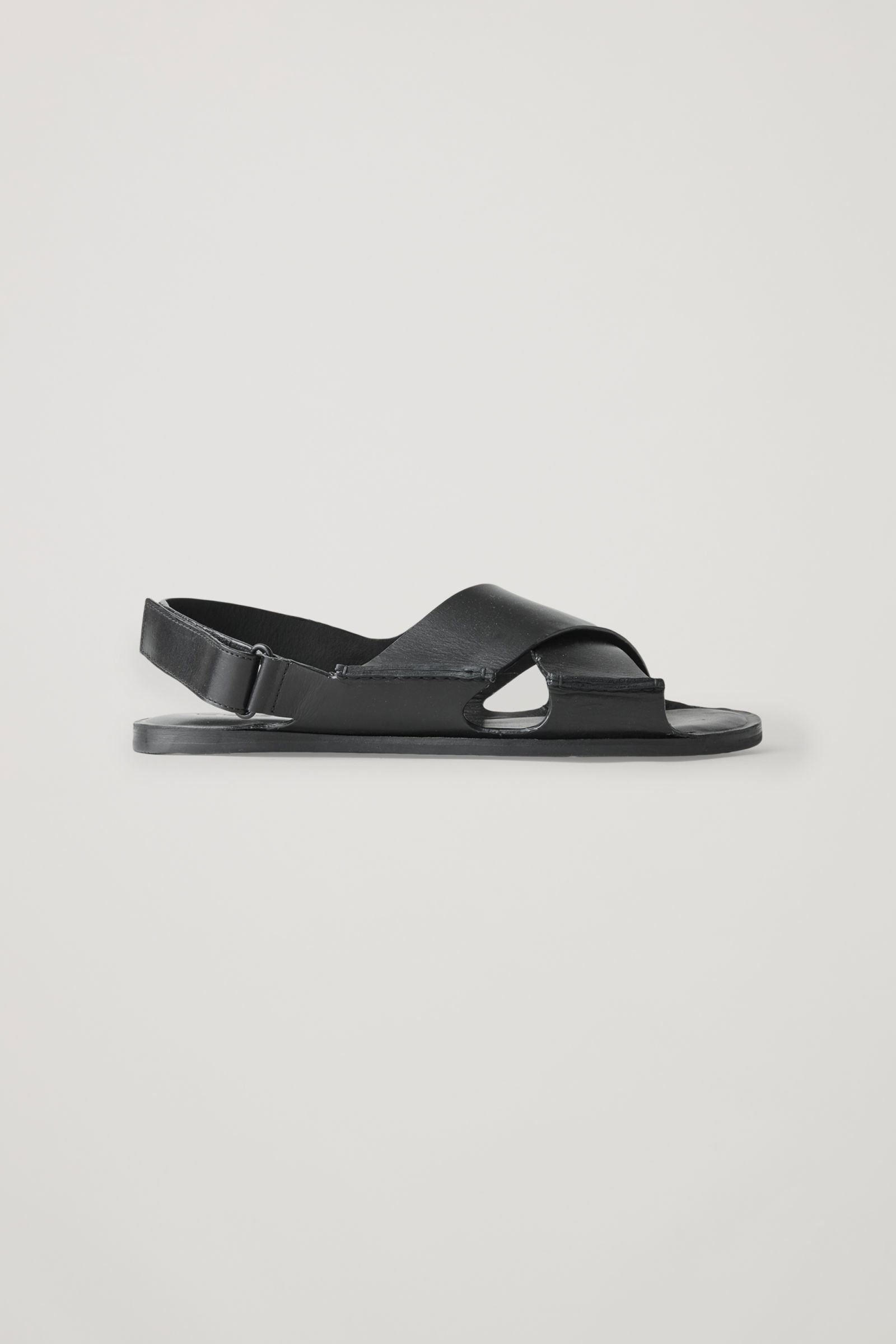 COS Crossover Leather Sandals in black | Endource